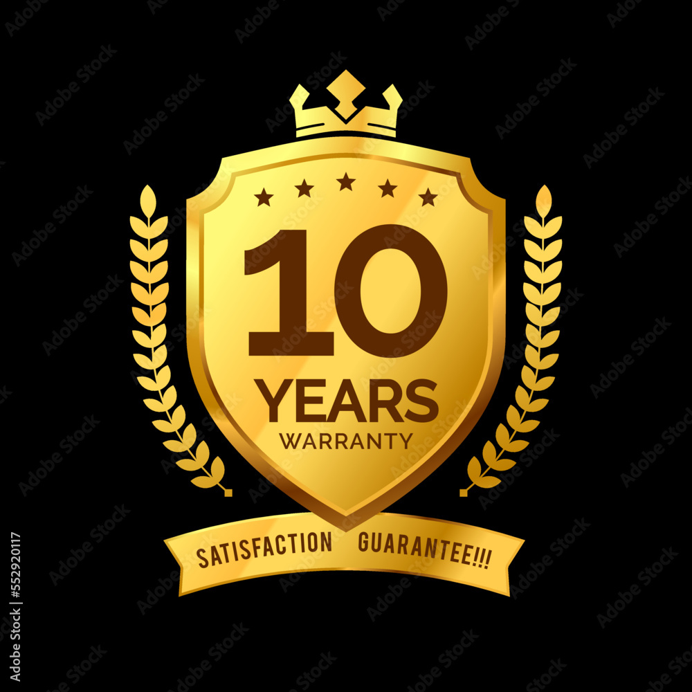 label 10 years warranty protective icon badge . design the shape of a ...