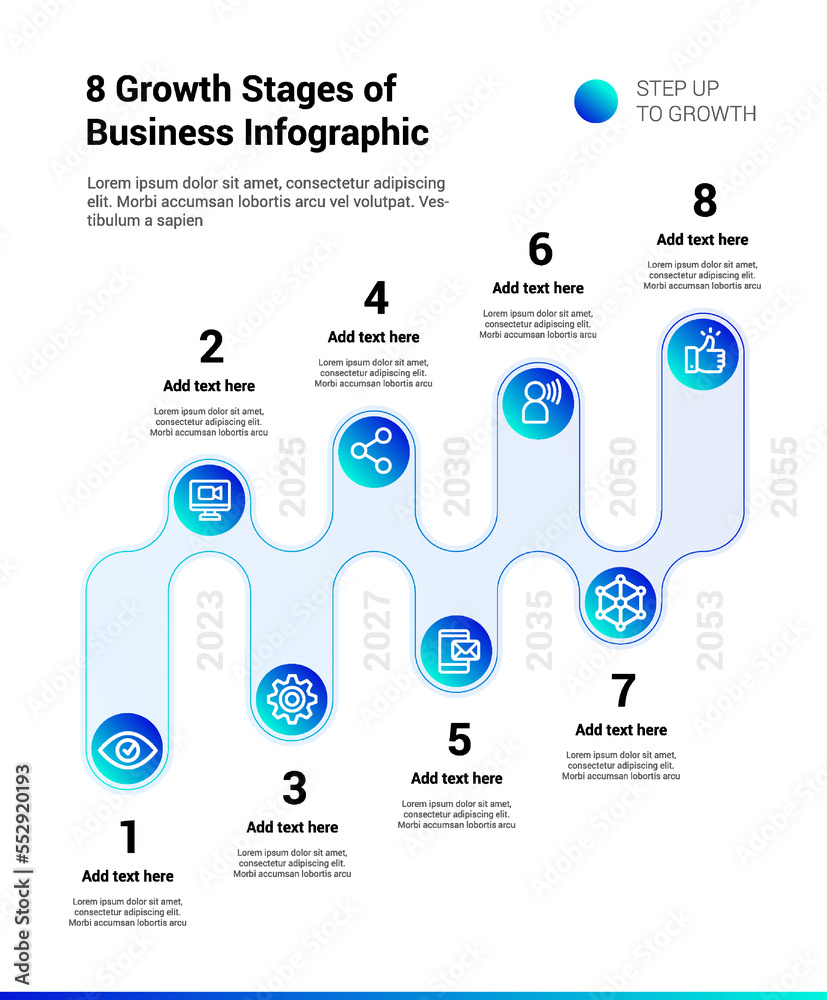 8 Growth Stages of Business Infographic Stock Vector | Adobe Stock