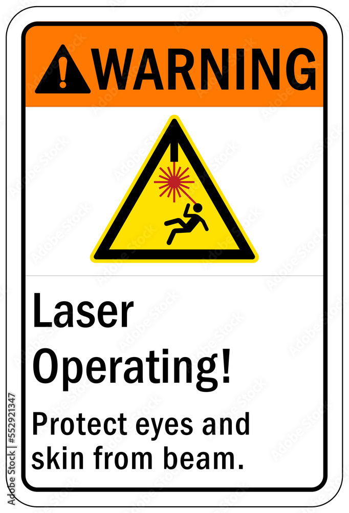 Vetor de Laser danger warning sign and label laser operating protect ...