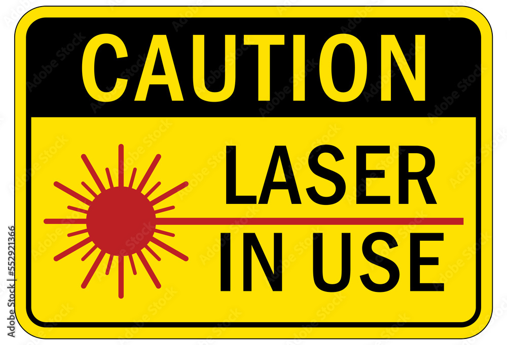 Laser danger warning sign and label laser in use Stock Vector | Adobe Stock