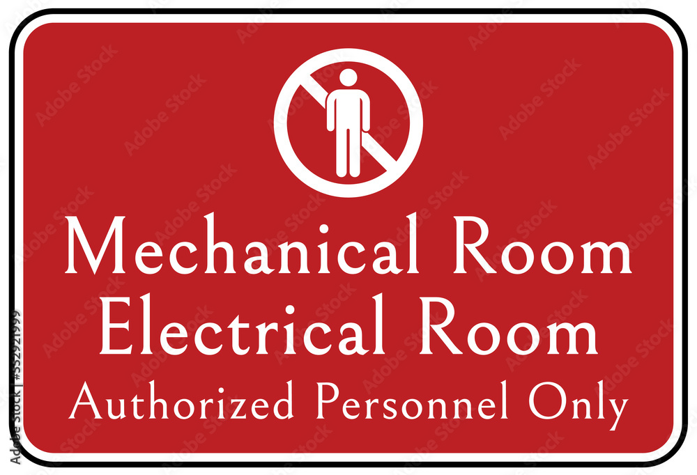 electrical room warning sign and label authorized personnel only vector ...