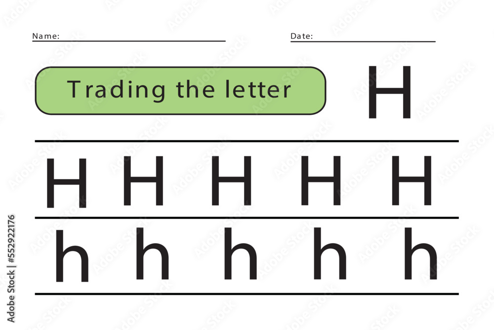 Trace letters of the English alphabet. Uppercase and lowercase letter H ...