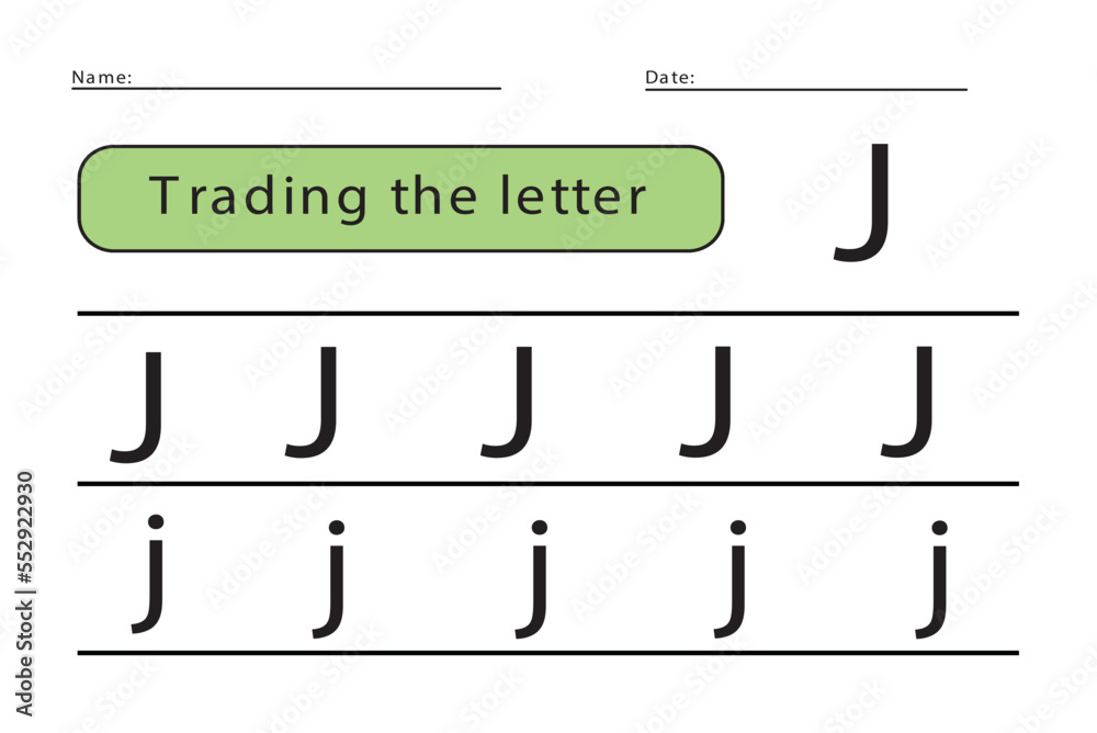 Trace letters of the English alphabet. Uppercase and lowercase letter J ...