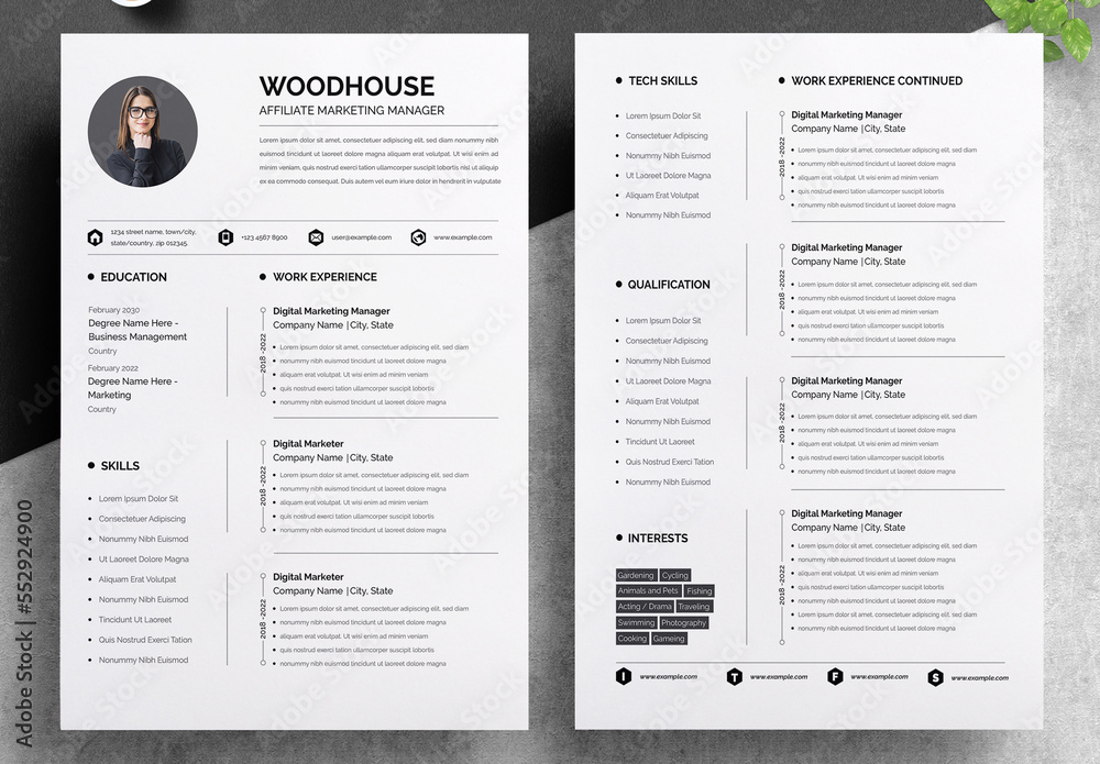 Clean and Professional Resume CV Templates Stock Template | Adobe Stock