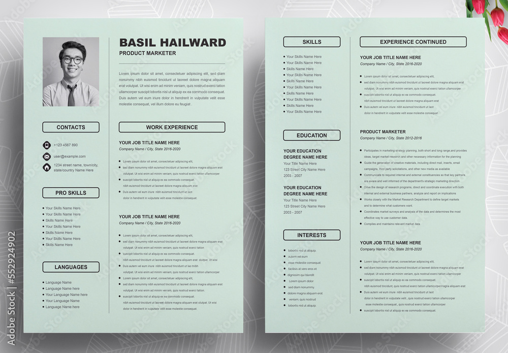 Creative Cv Template Design Layout With Photo Stock Template | Adobe Stock