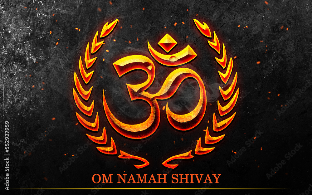 Ilustração do Stock: Hindu religious symbol OM 3d gold metallic logo ...