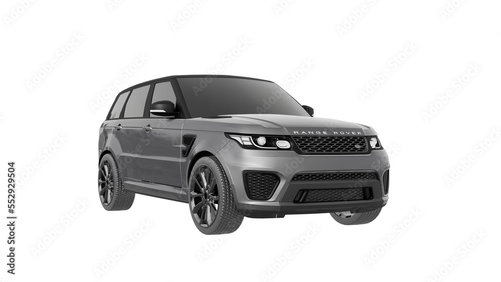 GREY car isolated on white, RANGE ROVER png transparent background 3d ...