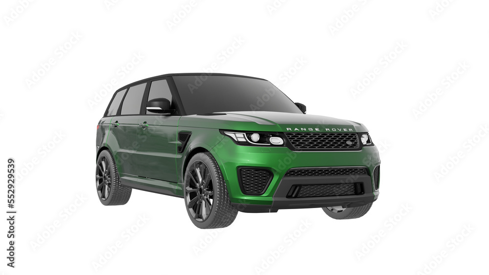 GREEN car isolated on white, RANGE ROVER png transparent background 3d ...