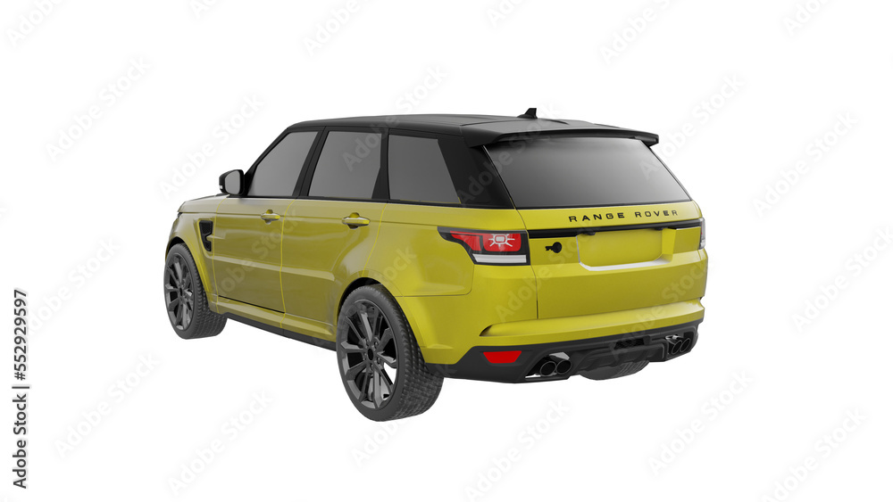 YELLOW car isolated on white, RANGE ROVER png transparent background 3d ...