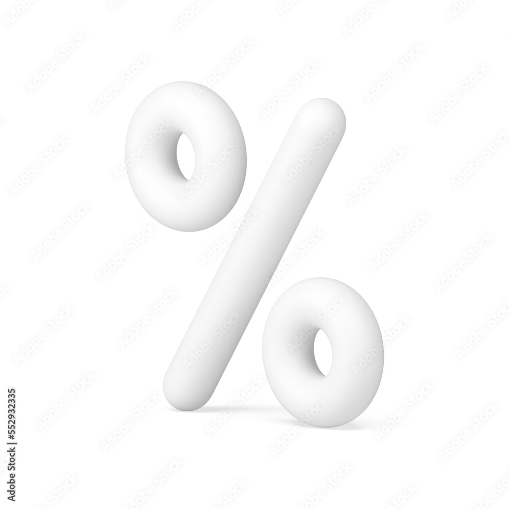 Percentage white glossy symbol elegant realistic shopping badge 3d icon ...
