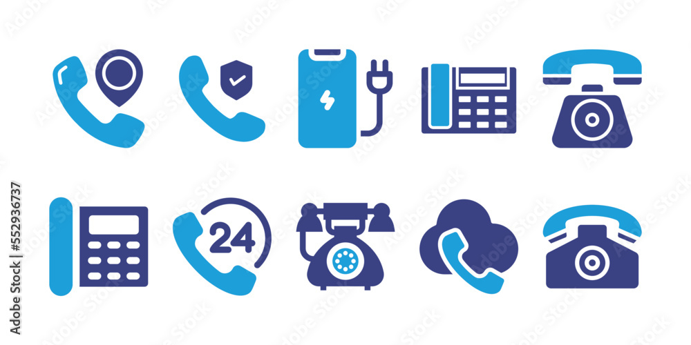Phone icon set. Vector illustration. Containing phone, telephone ...
