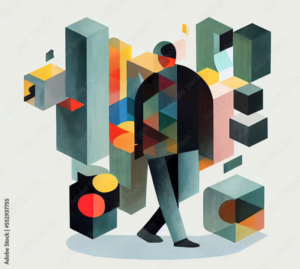 Complexity concept, indifference. An illustration of a male person in ...