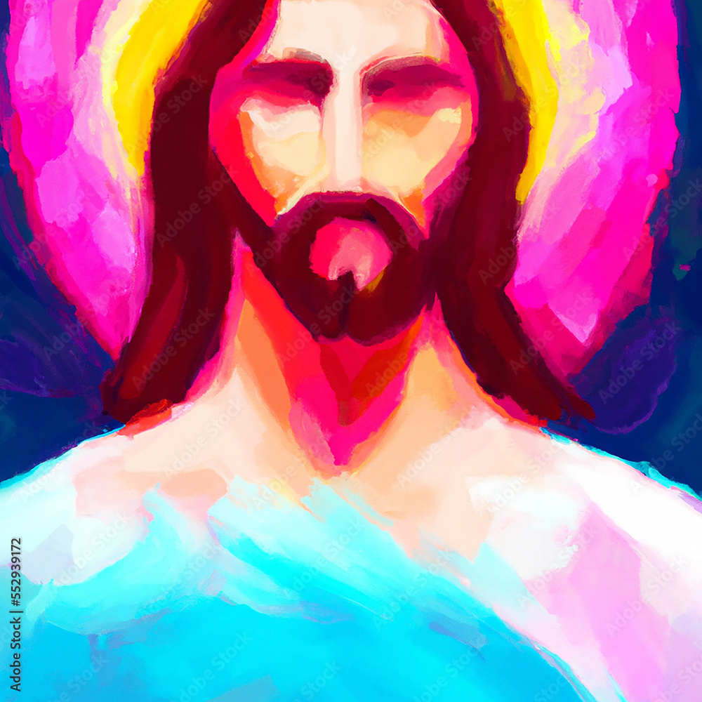 jesus christ abstract art painting multicolor Stock Illustration ...