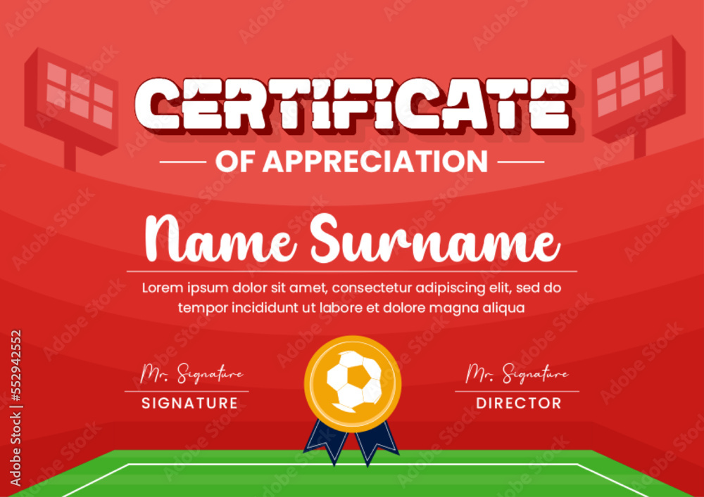 Football tournament sport event certificate design template simple and ...