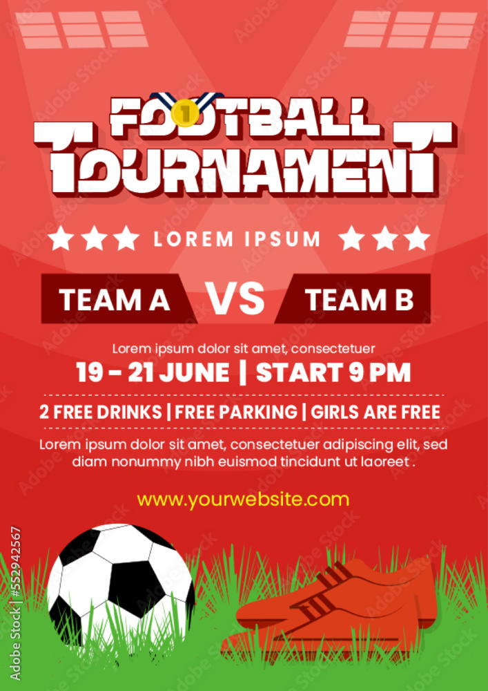 Football tournament sport event poster or flyer design template simple ...