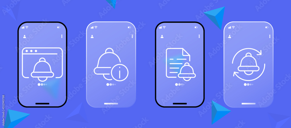 Reminder icon set. Alarm clock, message, notification, bell, alarm ...
