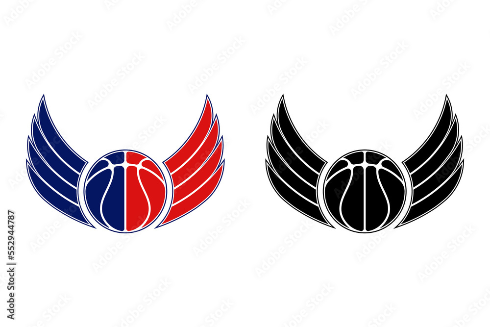 Basketball logo with Wings vector illustration Stock Vector | Adobe Stock