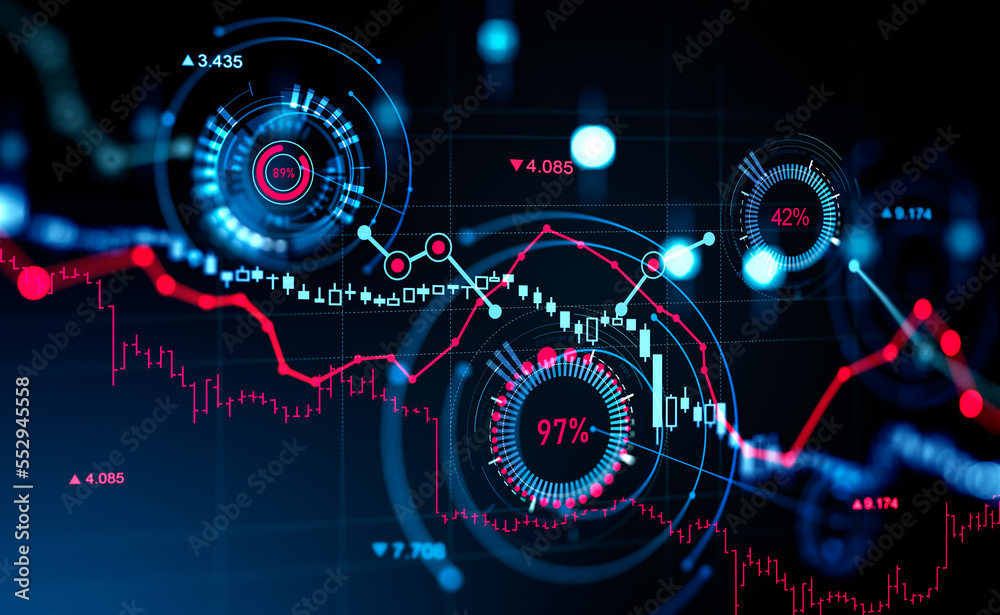 Forex diagrams with chart and candlesticks with statistics Stock Photo ...