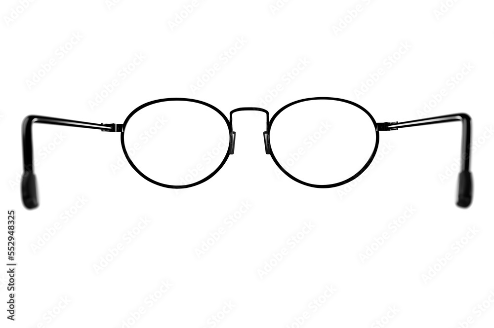 Glasses on isolated on white background. Eye glasses seen from back ...
