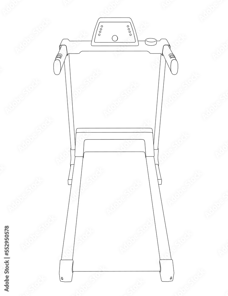 Outline of a treadmill from black lines isolated on a white background ...
