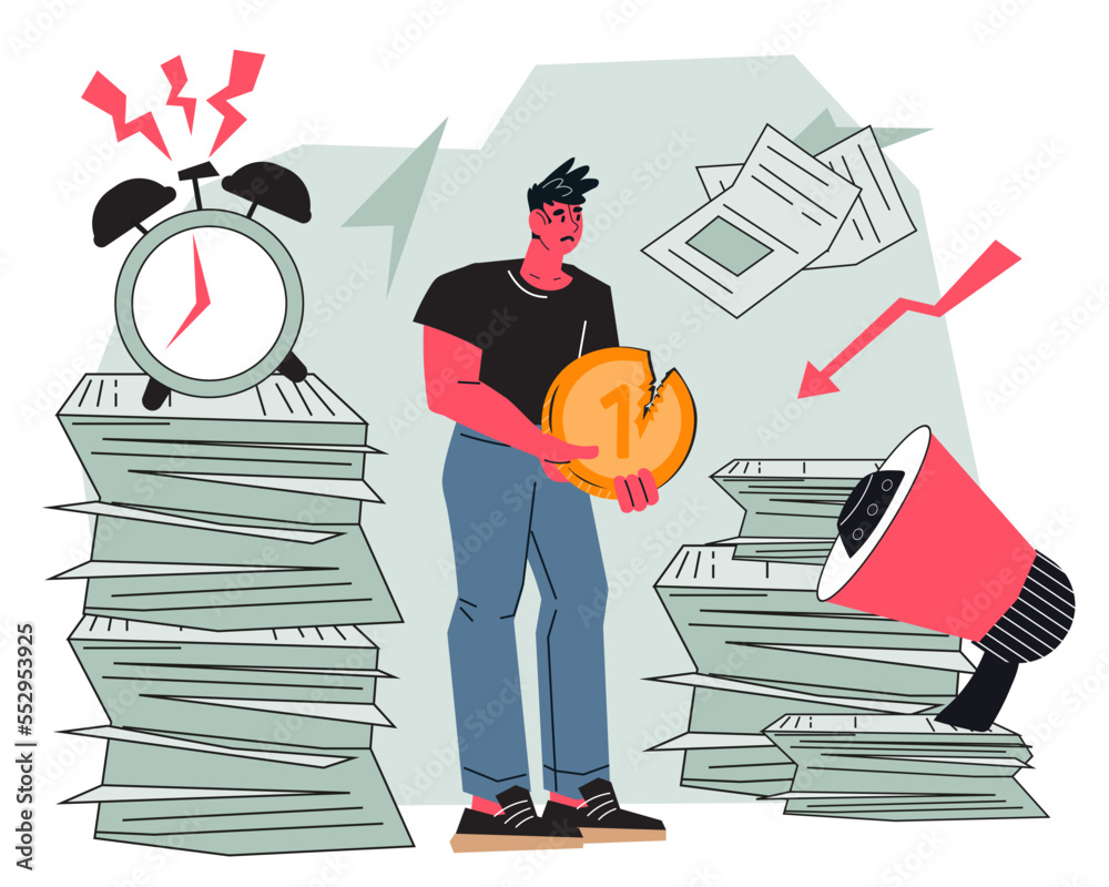 Low paying hard work concept. Overworking, overloading and low salary ...