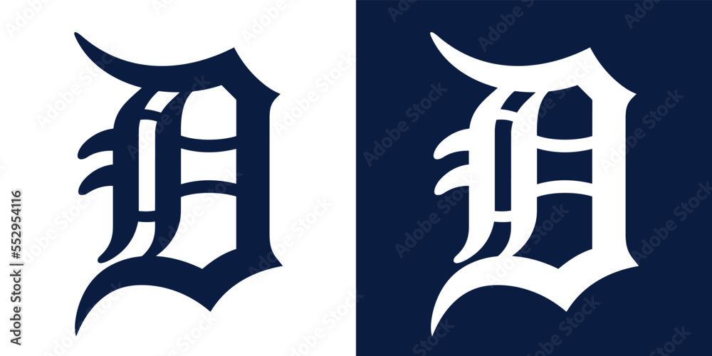 White Blue D Detroit Letter Sports Baseball Team Tigers Logo Icon Sign ...