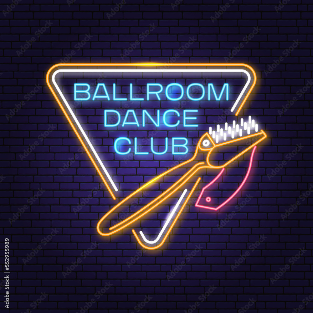 Ballroom dance sport club Bright Neon Sign. Concept for shirt or logo ...