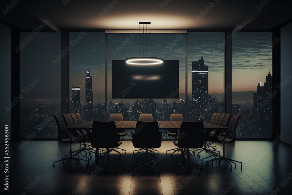 futuristic meeting room, modern luxurious office interior with advisory ...