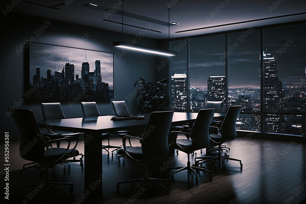 futuristic meeting room, modern luxurious office interior with advisory ...