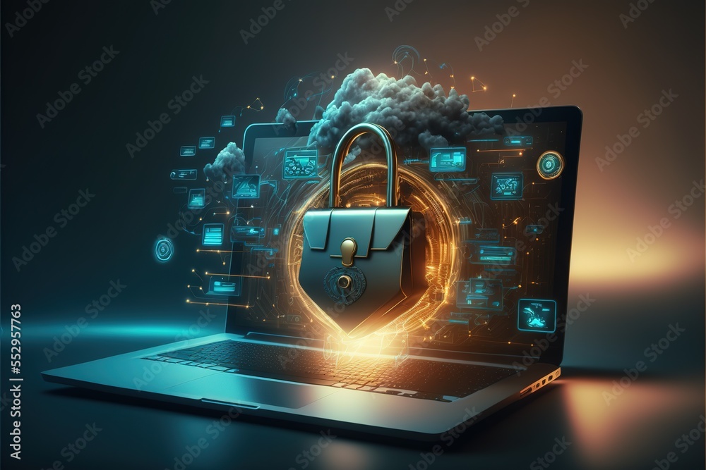 Cyber Security Data Protection Cyberattacks Concept On Blue