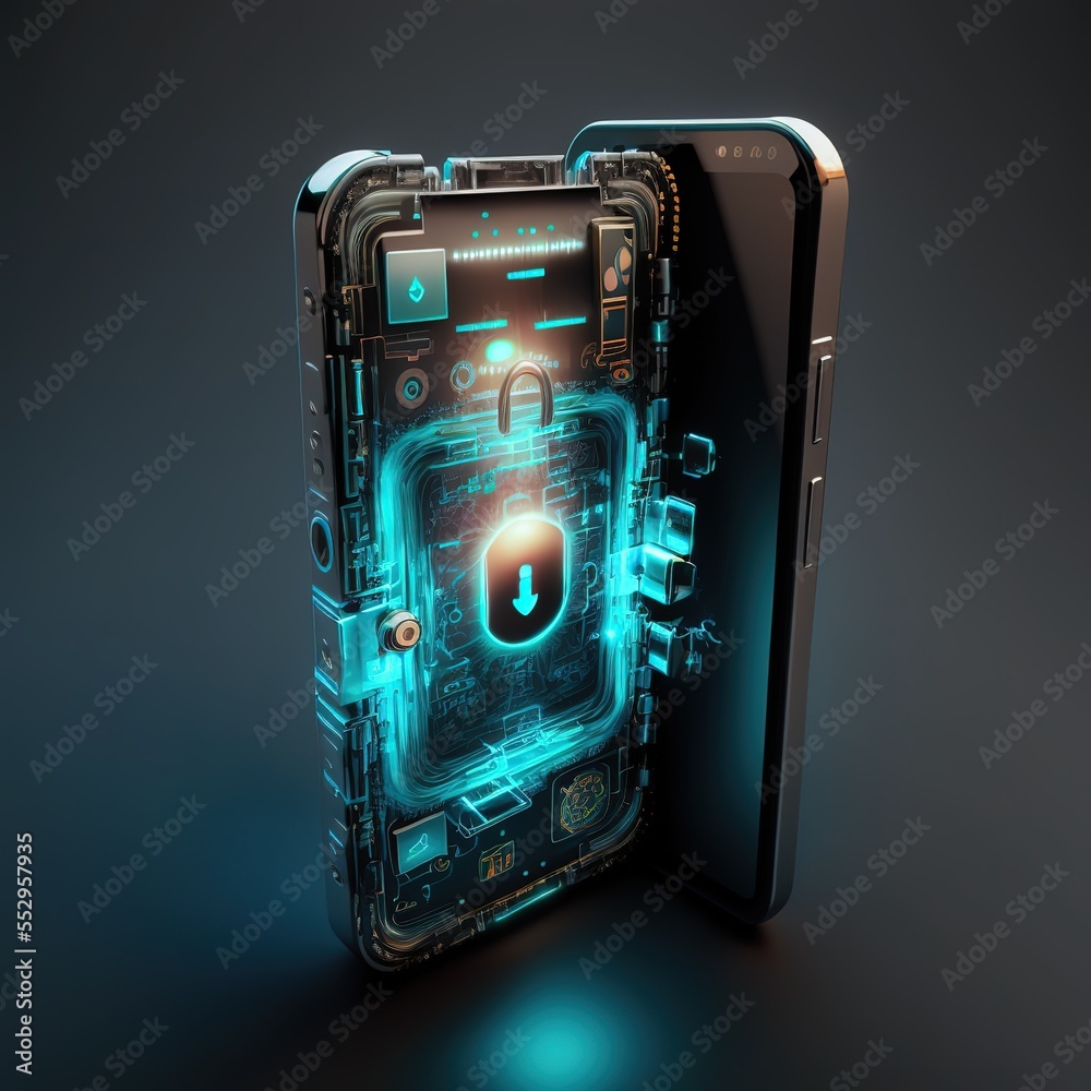 Smartphone and HUD elements. Hologram with mobile phone. HUD interface ...