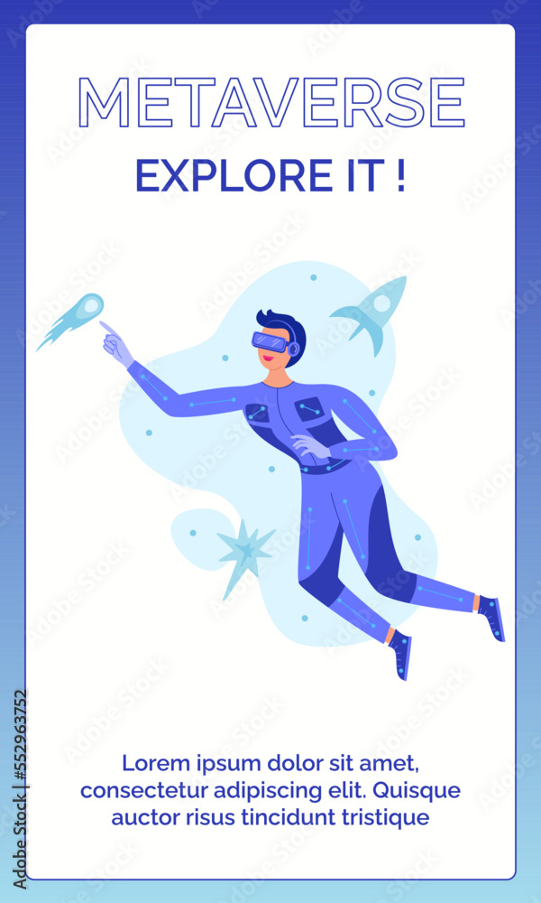 Metaverse digital cyber technology concept. Man in VR headset glasses ...