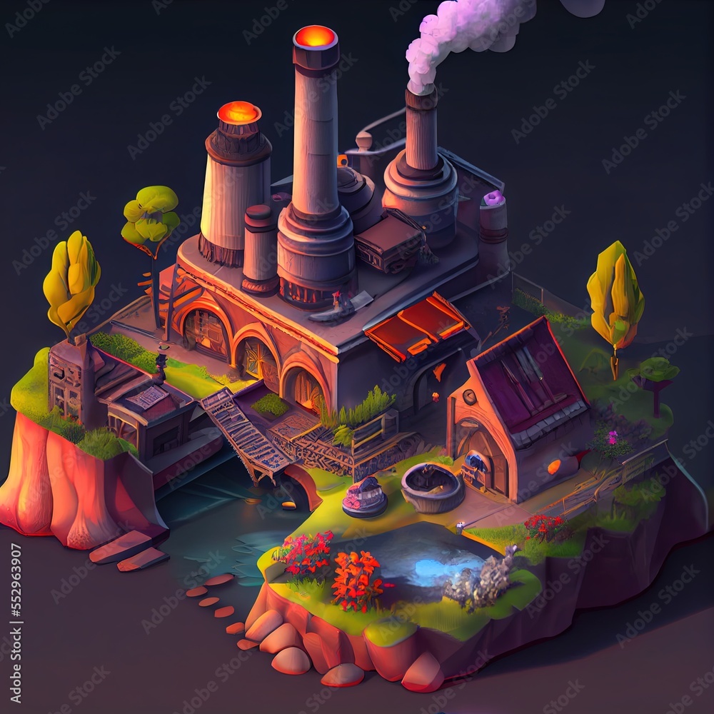 Factory with Smoking Chimneys Air Pollution Production Industry ...
