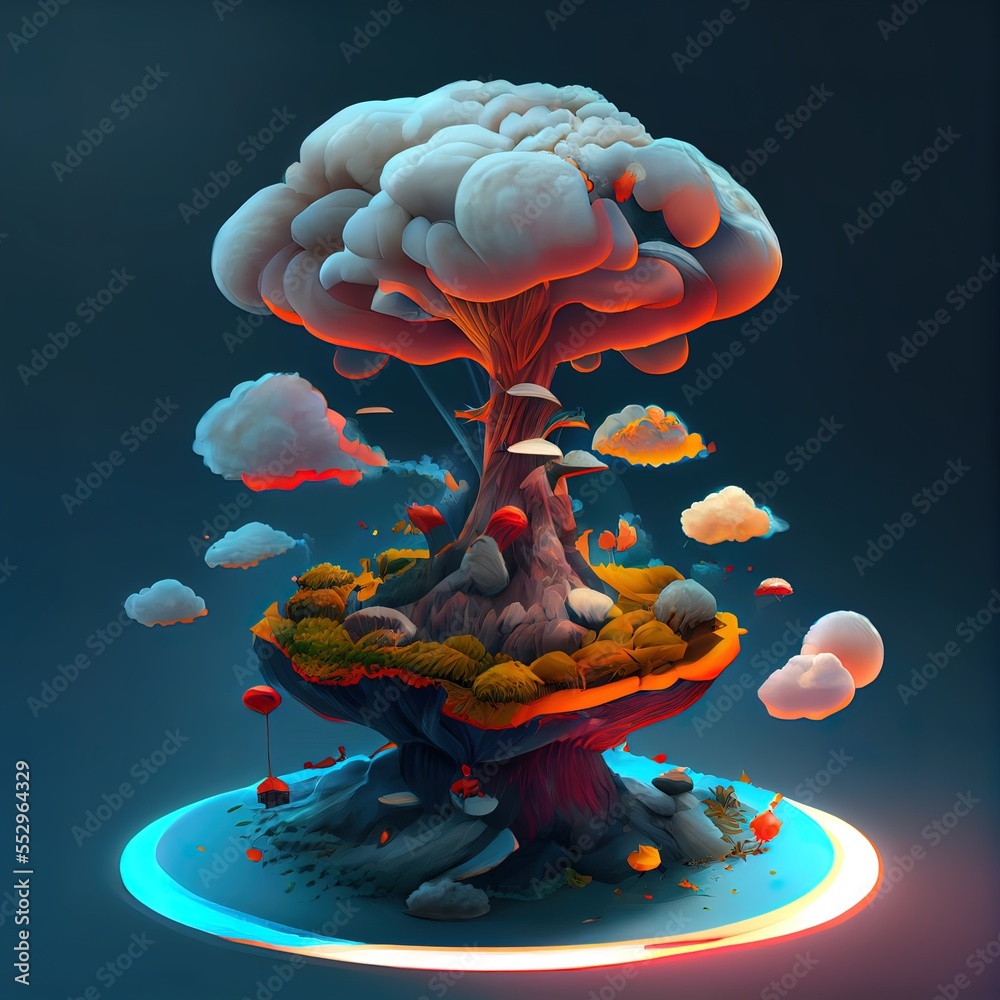 Atomic Bomb Explosion Mushroom Cloud Armageddon - Diorama, Isometric ...