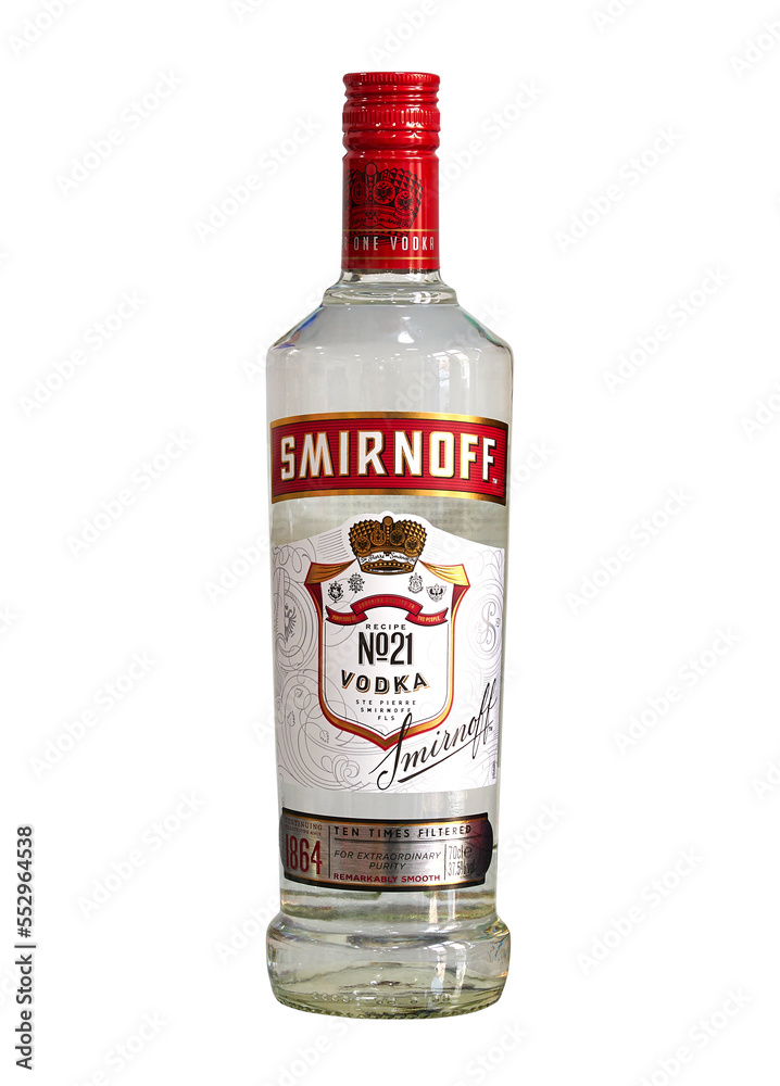 Two Original Smirnoff bottle isolated on a white background Stock-Foto ...
