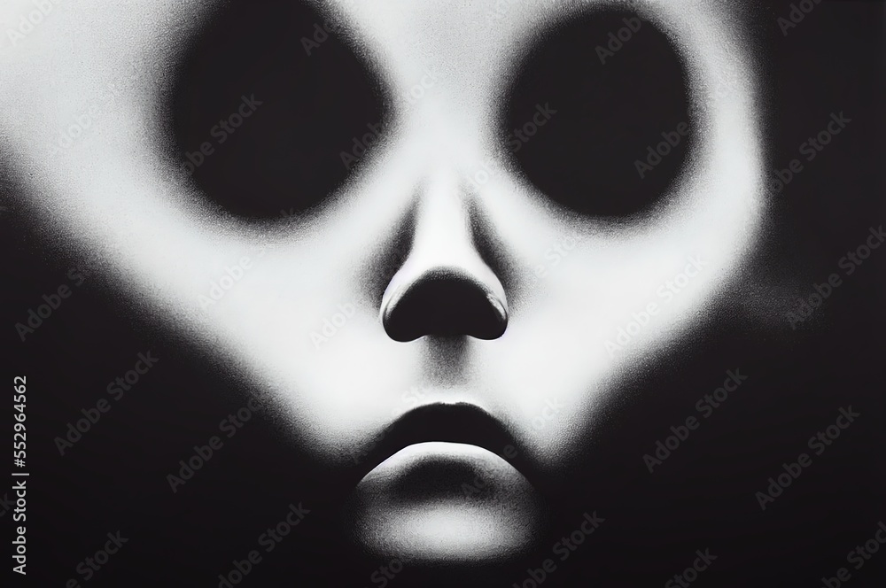 An Alien with Big Scary Eyes Monster Horror Ghost - Digital Art ...