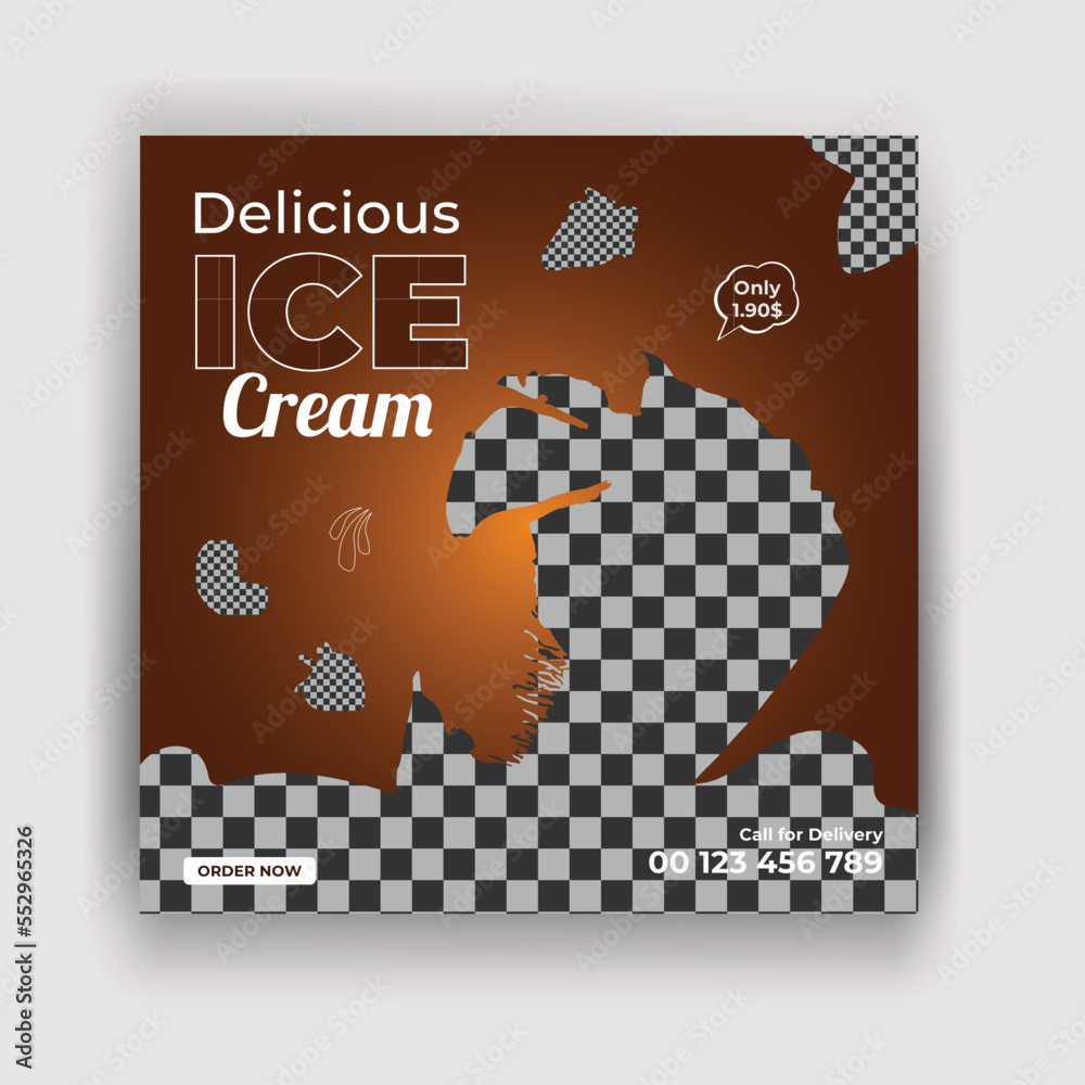 Ice cream social media post design template Stock Vector | Adobe Stock