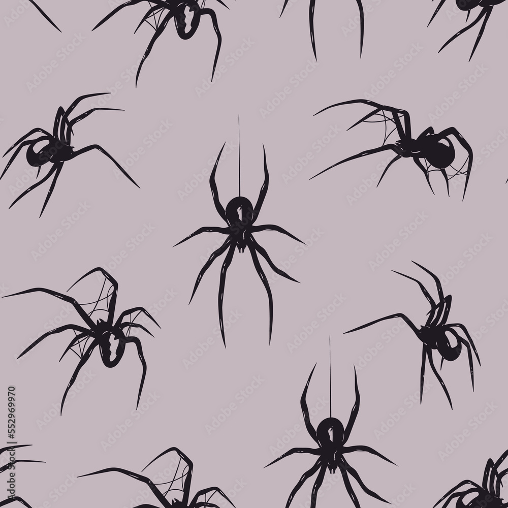 Black Widow spider set. Various positions. Deadly venomous spider. Hand ...