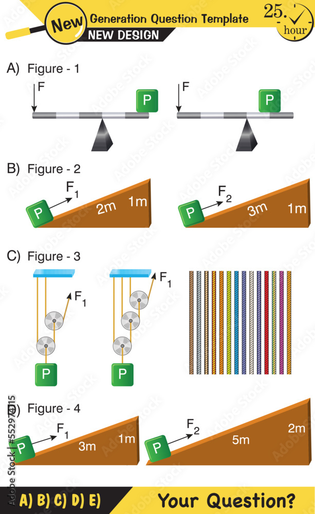 Physics, simple machines, inclined plane, spinning wheel, pulleys, next ...