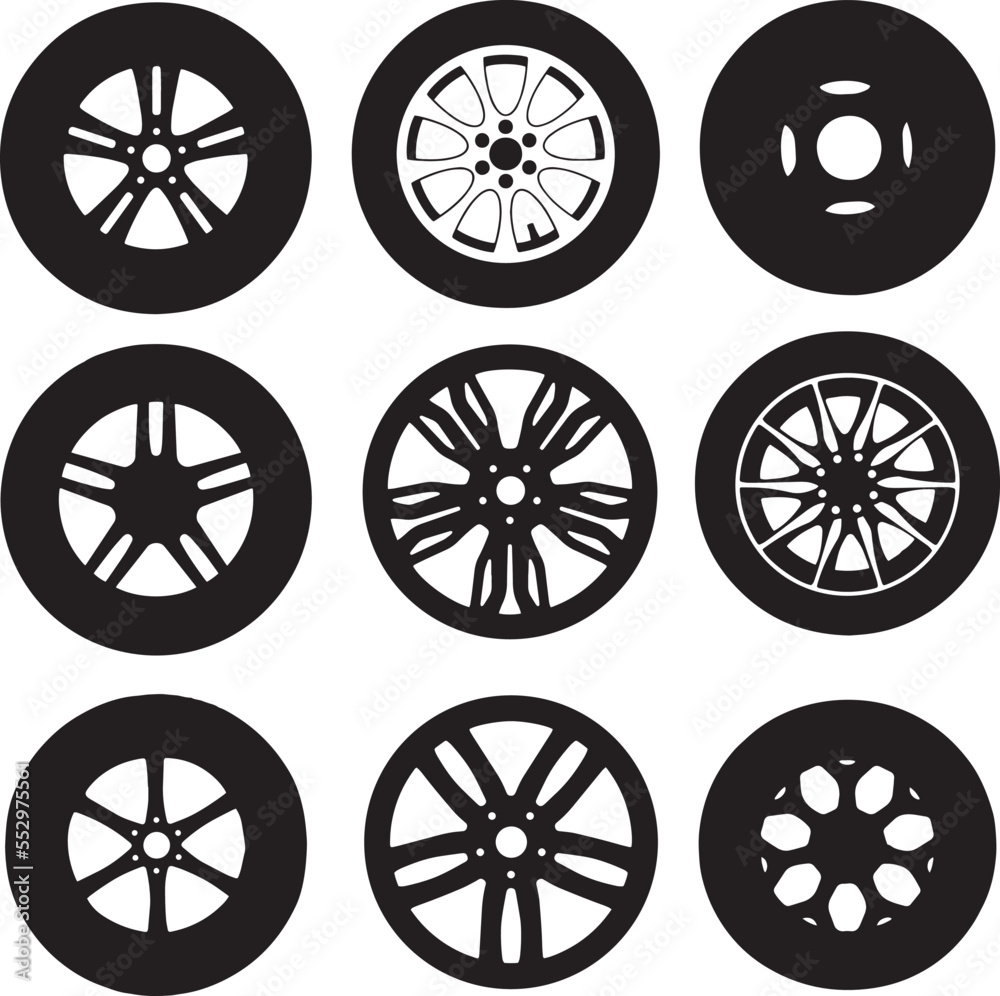 Pile of car tires with alloy wheel rim, tyre fitting service and sale ...