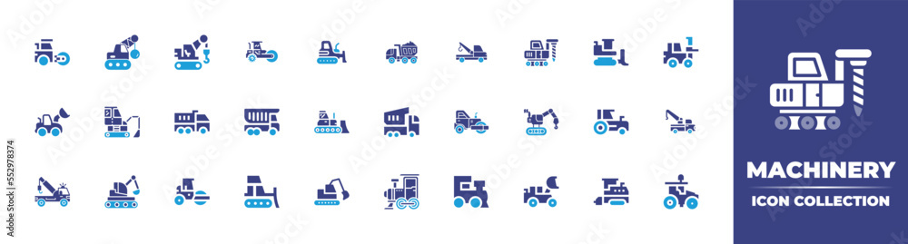 Machinery icon Collection. Duotone color. Vector illustration ...