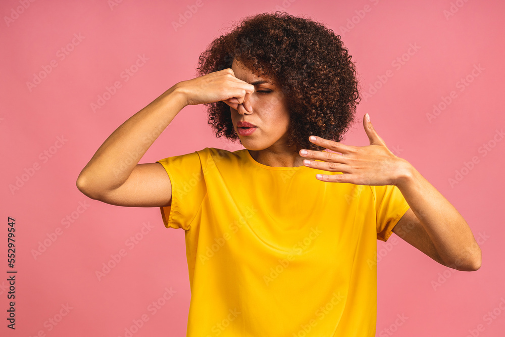 Beautiful hispanic woman standing over isolated over pink background ...