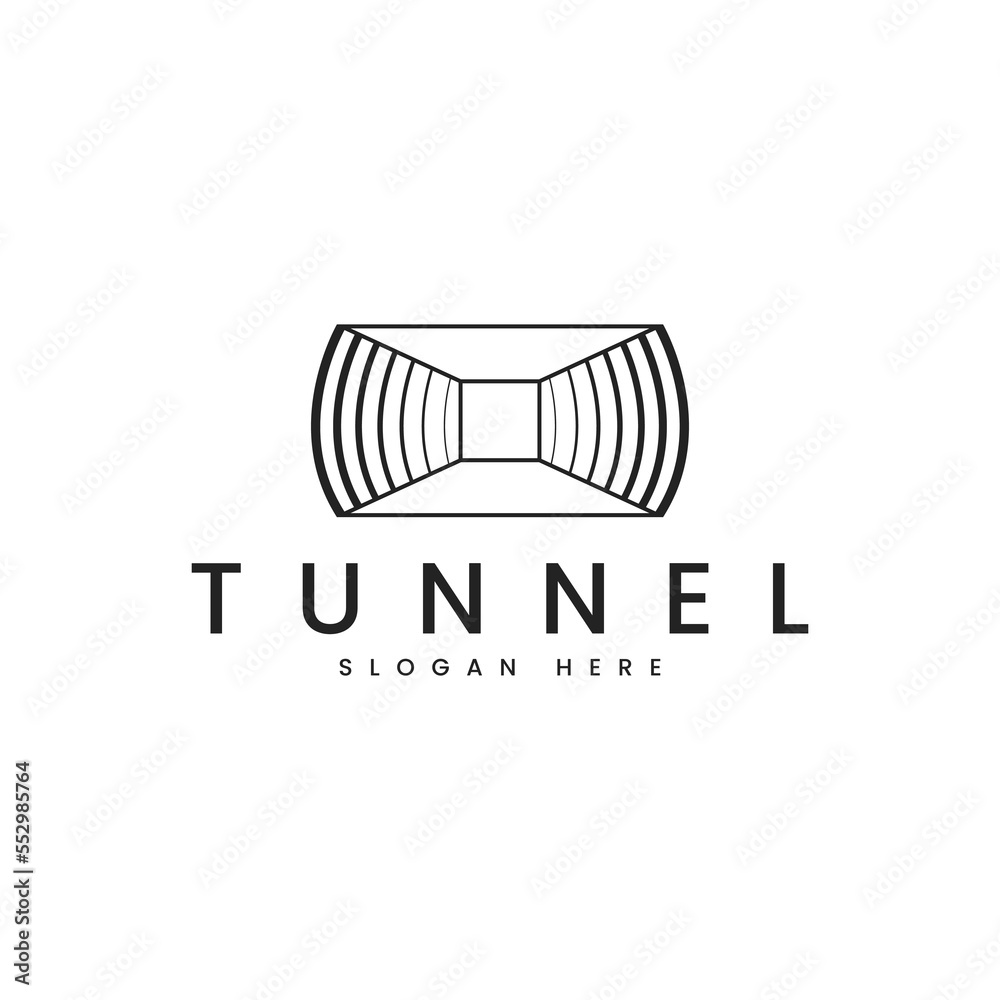 creative tunnel hallway subway railway iconic logo design vector ...