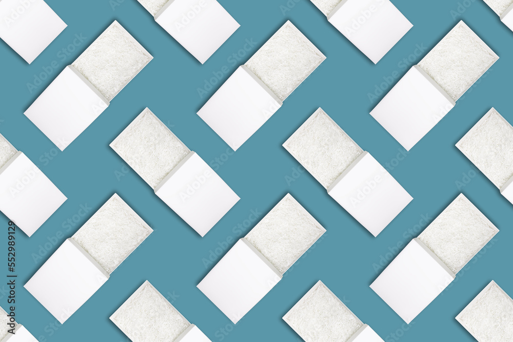 Seamless pattern with Opened gift boxes with shredded paper on blue ...