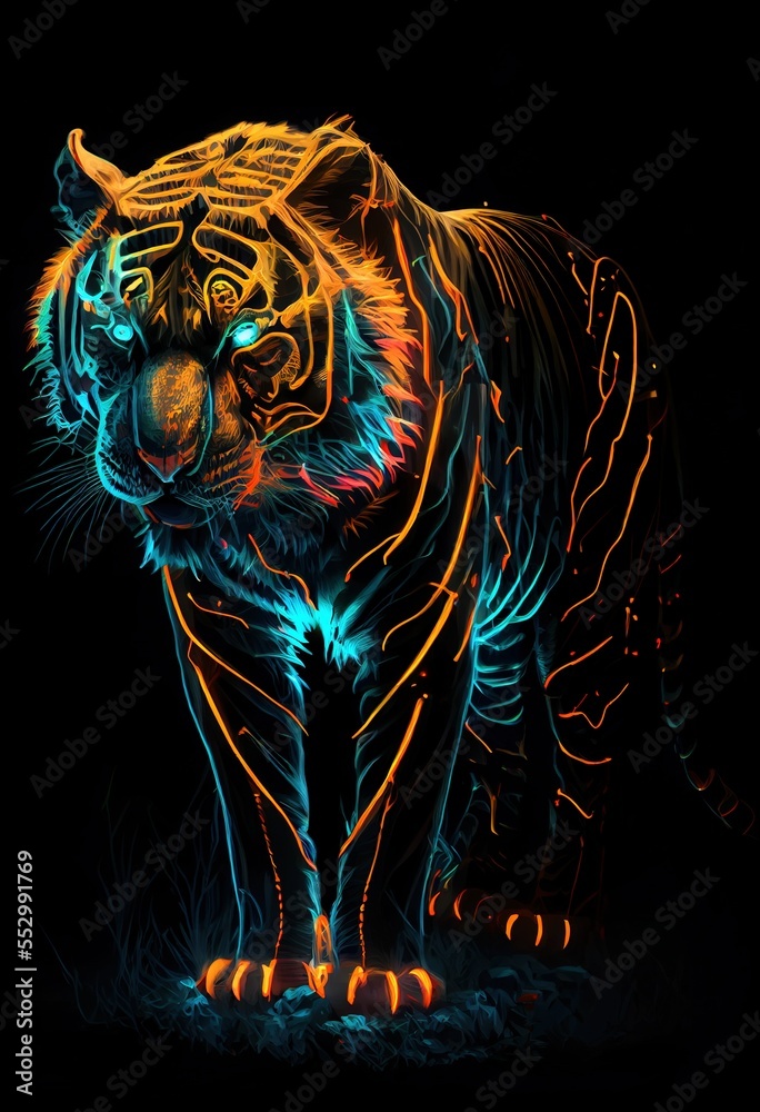 Neon tiger Stock Illustration | Adobe Stock