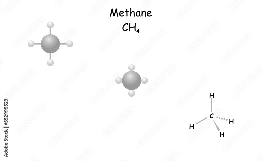 Stylized 2d molecule model/structural formula of methane. Stock Vector ...
