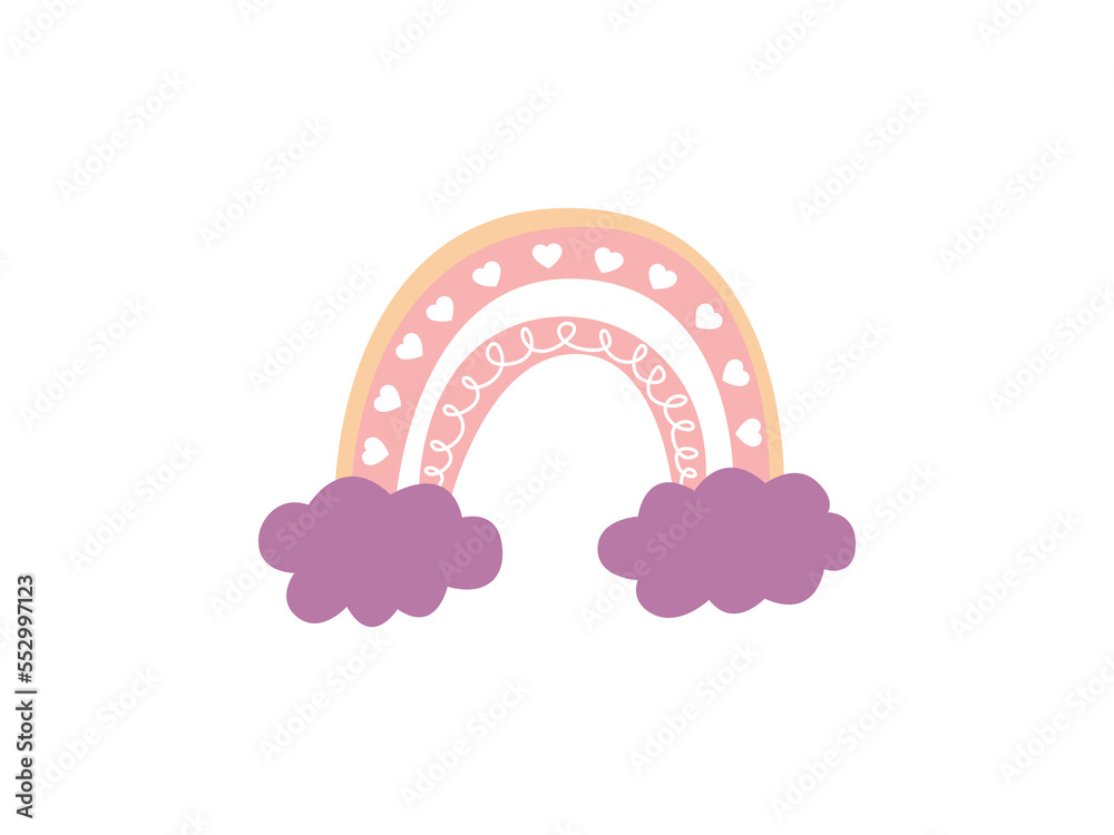 Boho Rainbow Icon Vector illustration. Cute Scandinavian rainbow sign ...