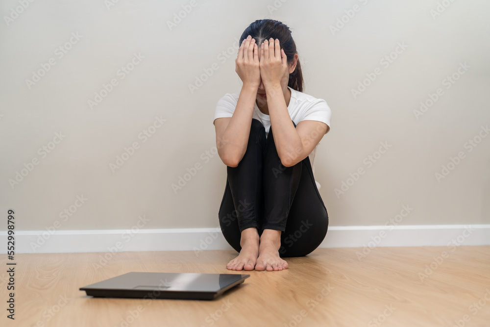 Depressed and stress, sad asian young woman,girl cover face with hand ...