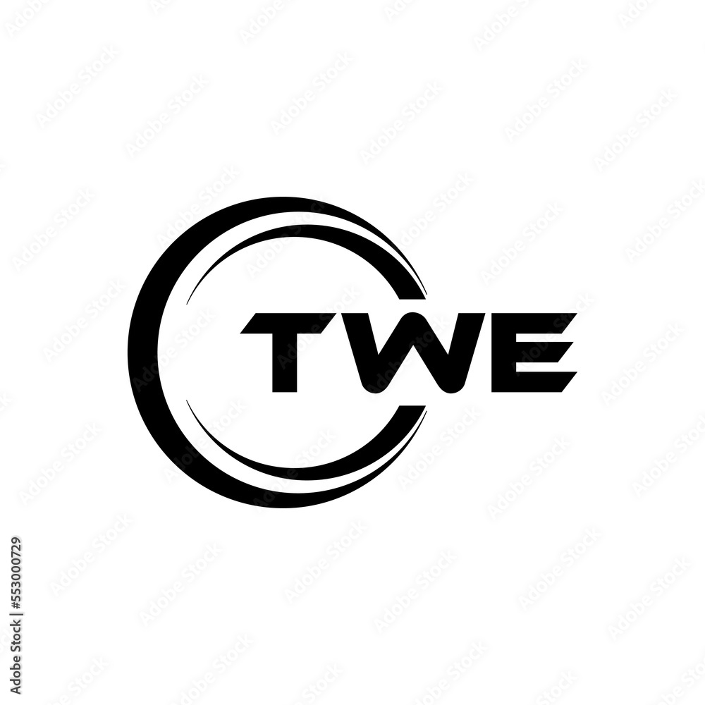 TWE letter logo design with white background in illustrator, cube logo ...