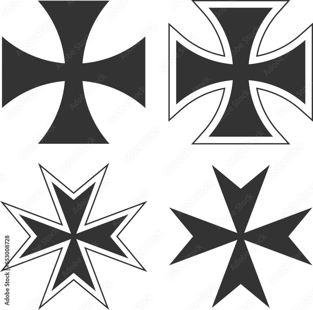 Maltese and florian cross with editable stroke border vector graphic ...
